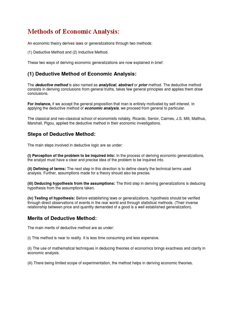 Methods of Economic Analysis - Inductive and Deductive | Download Free ...
