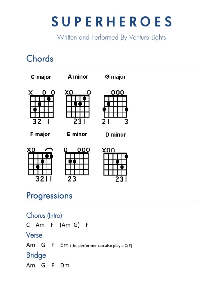 Superheroes Song Lyrics and Chords | PDF