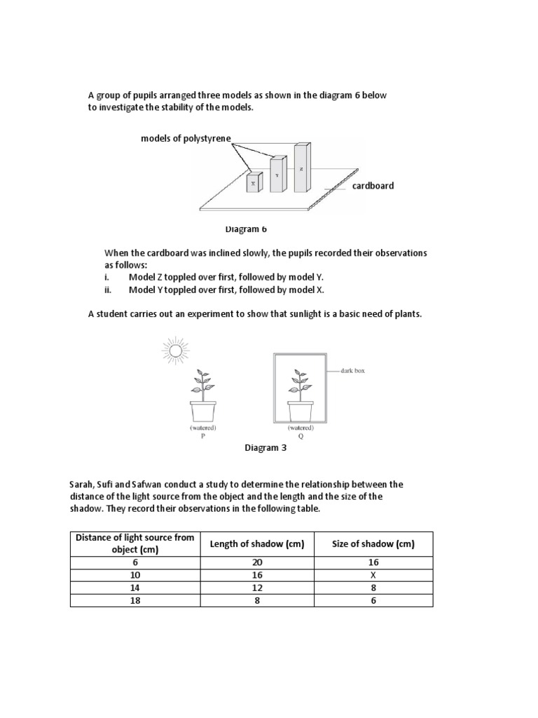 Stability and Light Experiments in Science | PDF