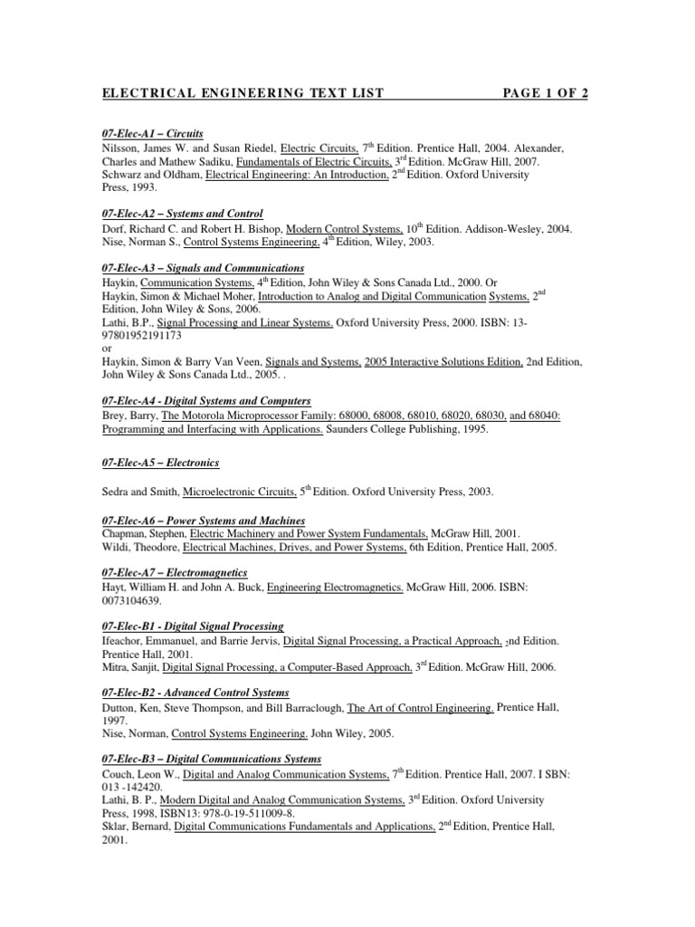 Electrical Engineering Text Listing - 2008 | PDF | Photonics | Signal ...
