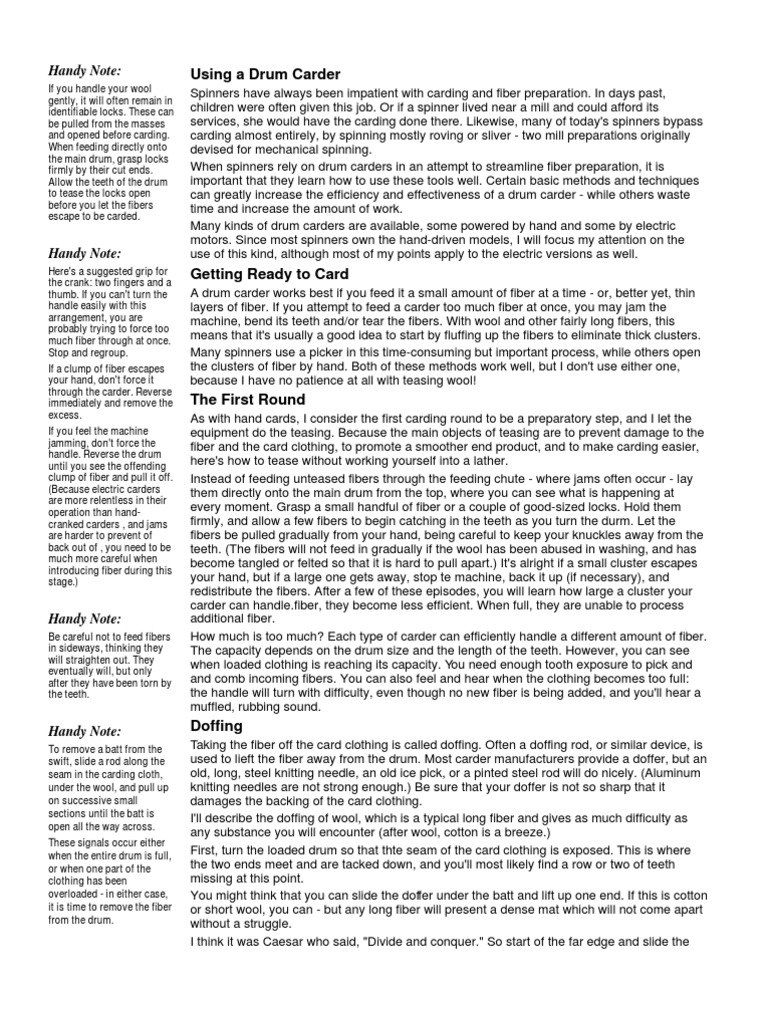 Basic Carding | PDF | Textile Arts | Crafts