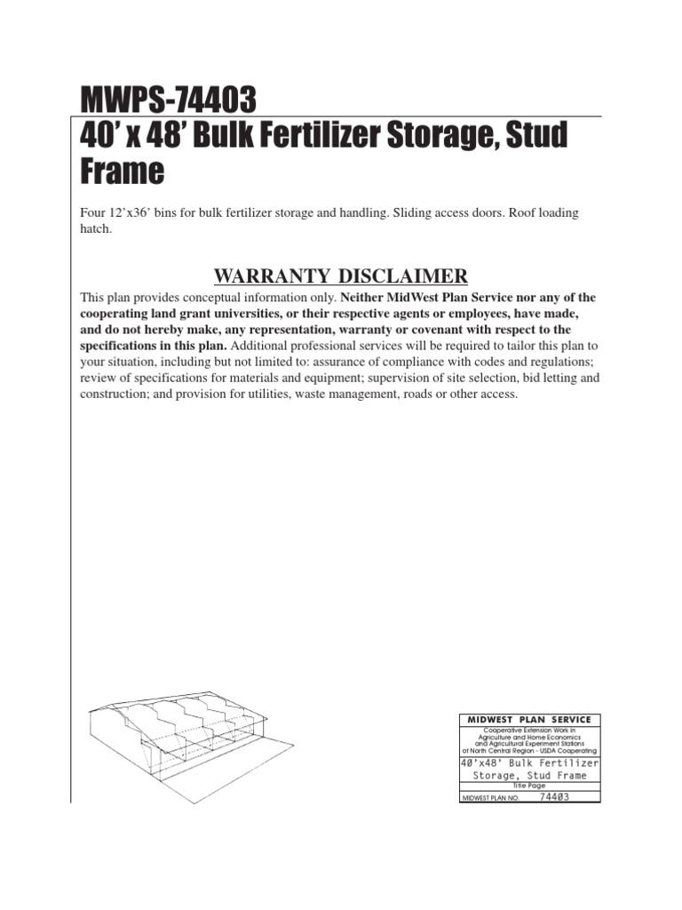 40x48 Bulk Fertilizer Storage Plans | PDF | Finance & Money Management