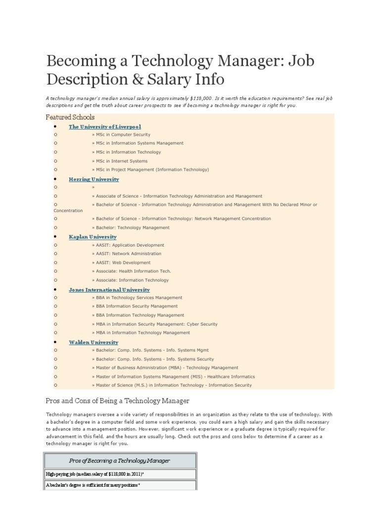Tech Manager Career Guide | PDF | Academic Degree | Employment