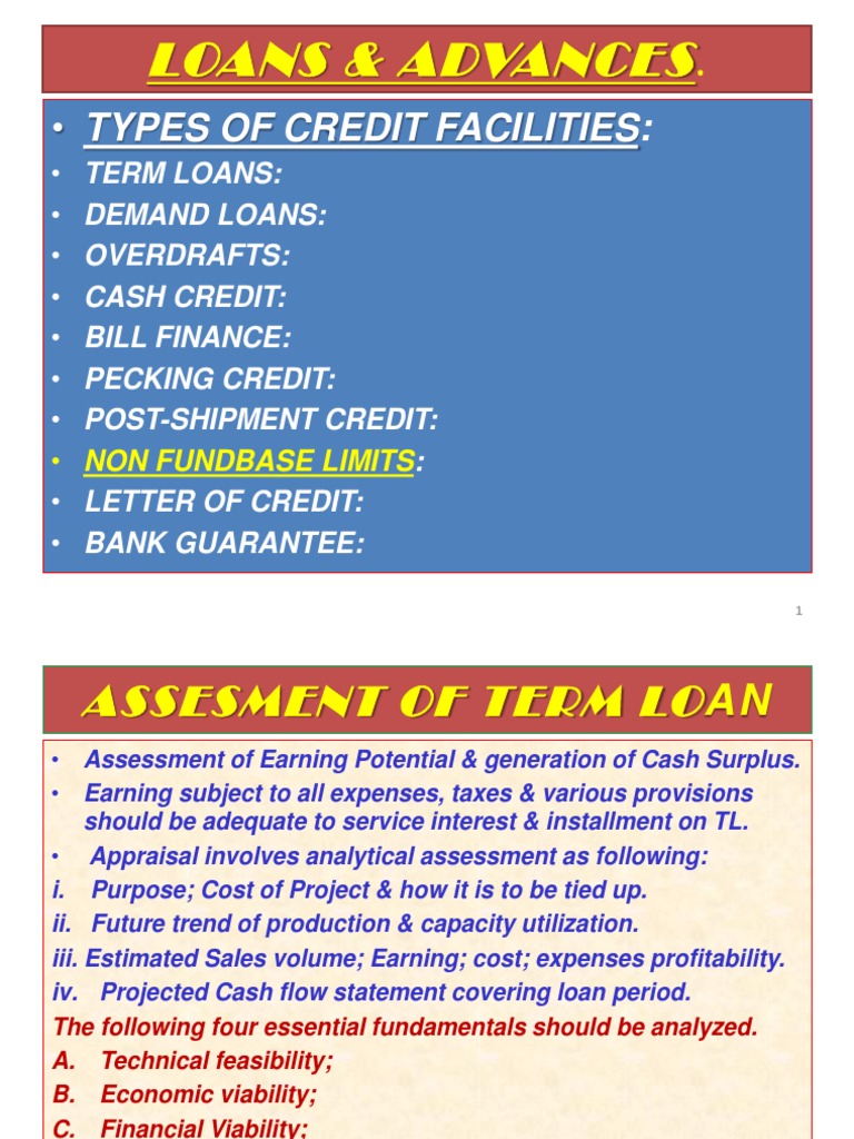 Loans & Advances: - Types of Credit Facilities | PDF | Real Estate ...