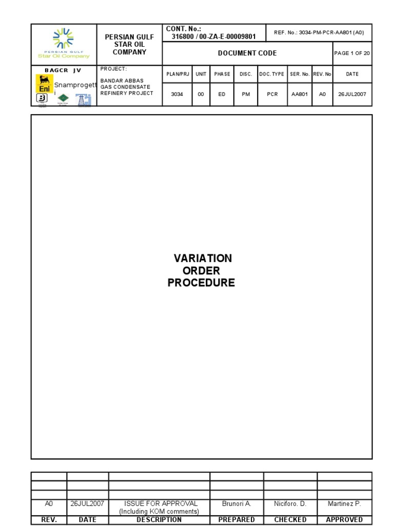 Variation Order Procedure Overview | PDF | Construction Management ...