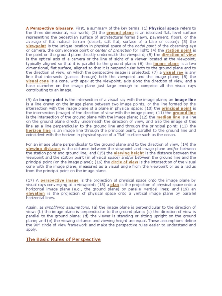 A Perspective Glossary | PDF | Perspective (Graphical) | Line (Geometry)
