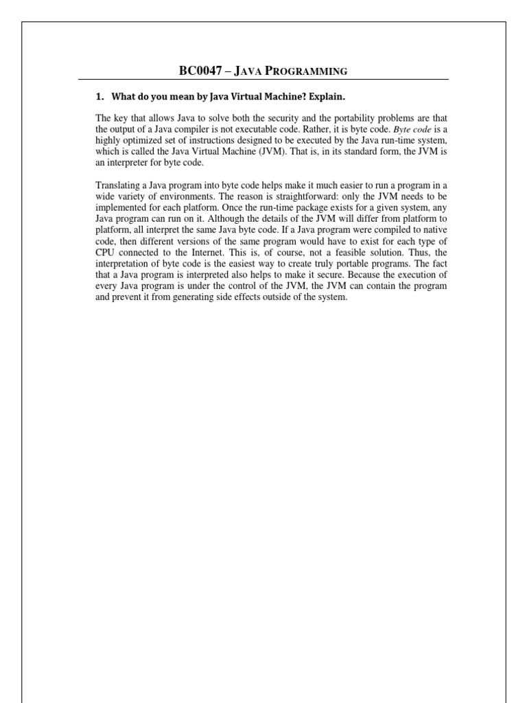 BC0047 - Java Programming | PDF | Class (Computer Programming) | Inheritance (Object Oriented ...