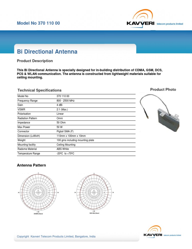 4 Dbi Bi Directional Antenna - 370 110 00 | PDF | Technology & Engineering