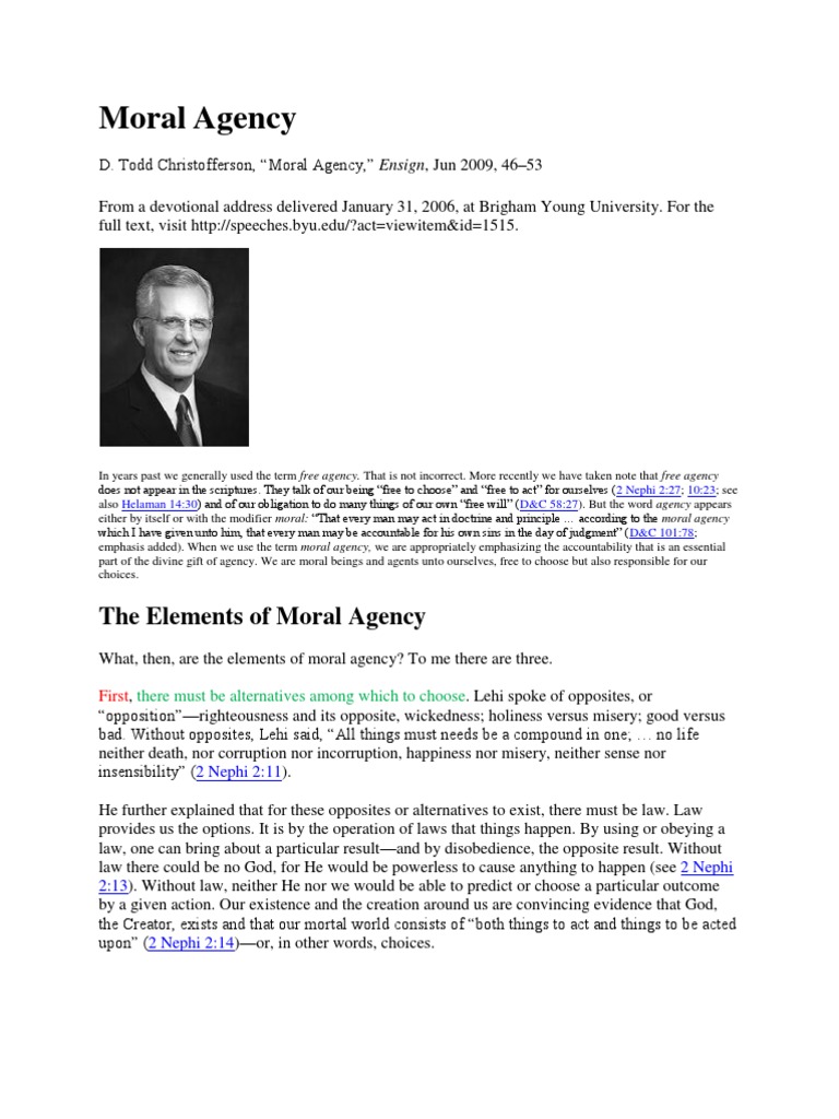 The Elements of Moral Agency | PDF | Plan Of Salvation (Latter Day ...