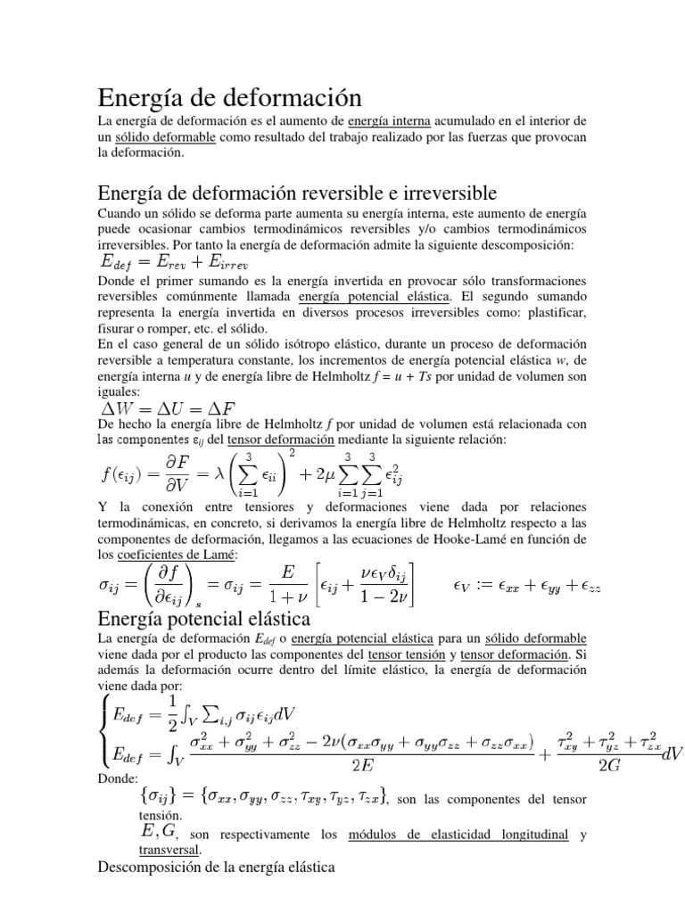 Trabajo de Energia de Deformacion | PDF | Mecánica | Mecánica de sólidos