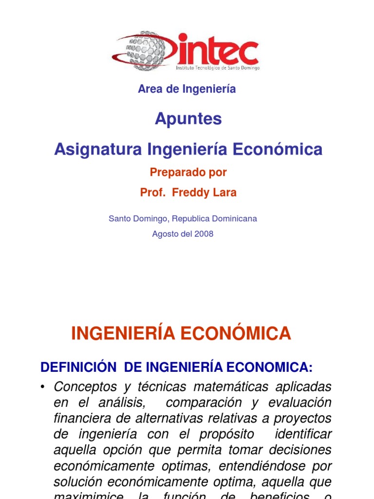 Ingenieria Economica INTEC | PDF | Interés | Inflación