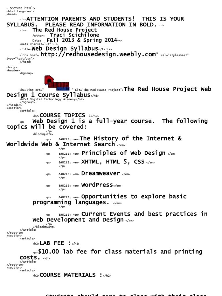 Web Syllabus | PDF | Web Design | Html