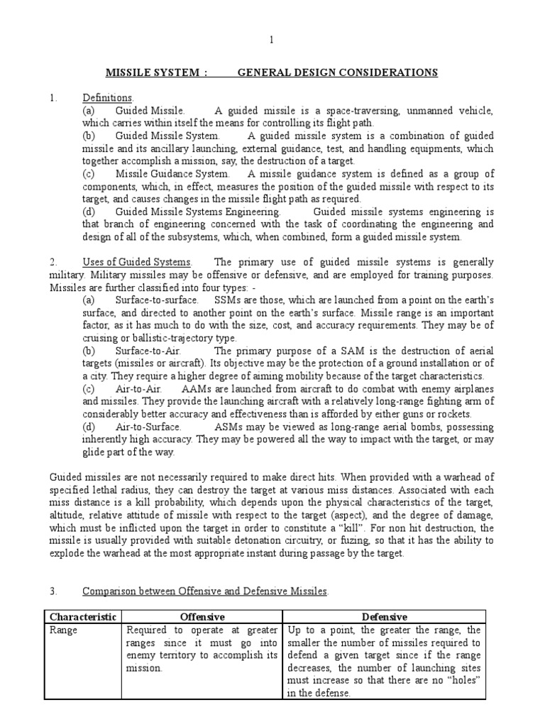 Missile System Design | PDF | Missile | Guidance System