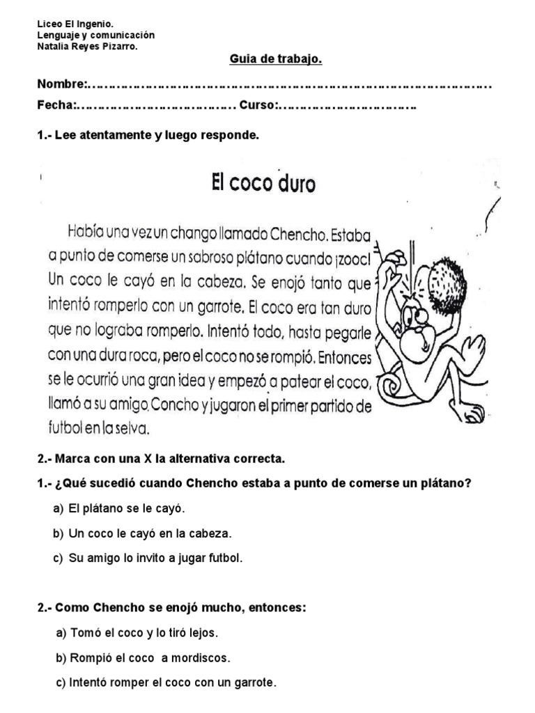 Compr Lectora El Coco Duro | PDF | Juegos y actividades