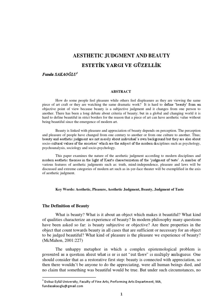 Aesthetic Judgment and Beauty | PDF | Immanuel Kant | Aesthetics