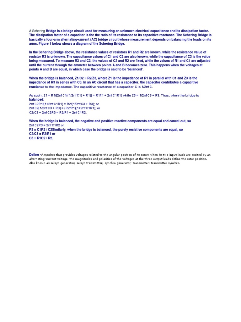 Electrical Engineers: Schering Bridge Basics | PDF