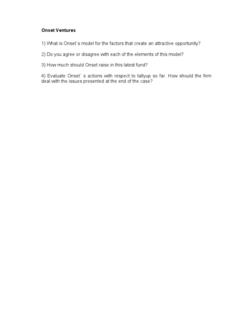 Questoes Onset Ventures | PDF