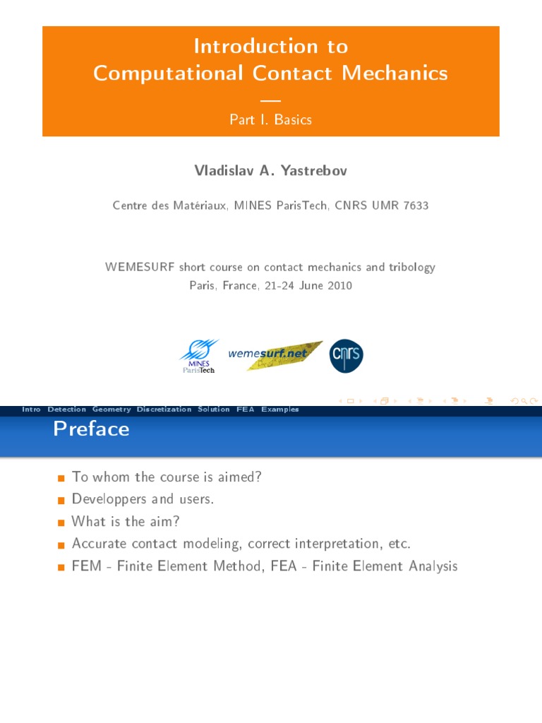 Computational Contact Mechanics Yastrebov | PDF | Finite Element Method | Hardness