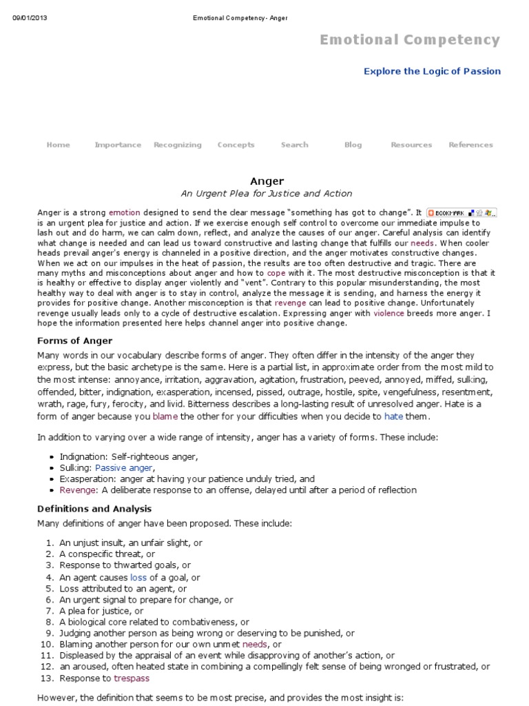 Emotional Competency - Anger | PDF | Anger | Emotions