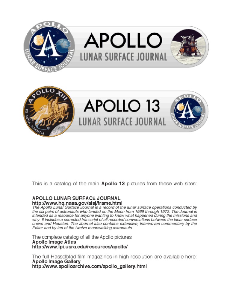 APOLLO 13 Photo Catalog | PDF | Social Science