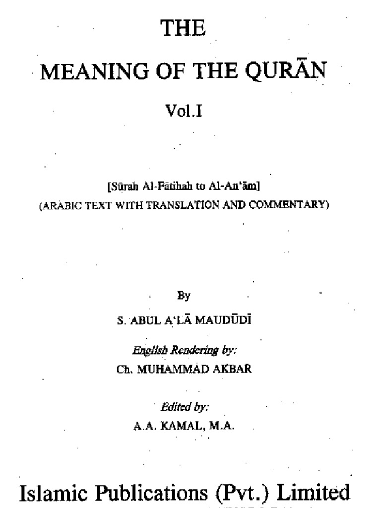 Tafheem Ul Quran English Pdf | Quran English Translation and Commentary ...