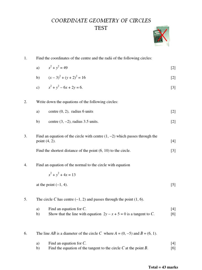 Coordinate Geometry of Circles - Test | PDF | Circle | Tangent