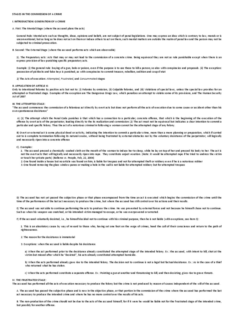 Stages in The Commission of A Crime | PDF | Intention (Criminal Law ...