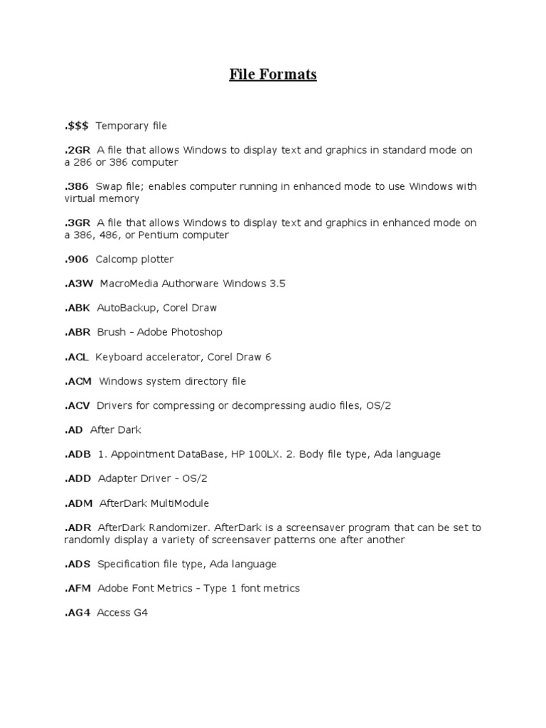 File Formats | PDF | File Format | Operating System