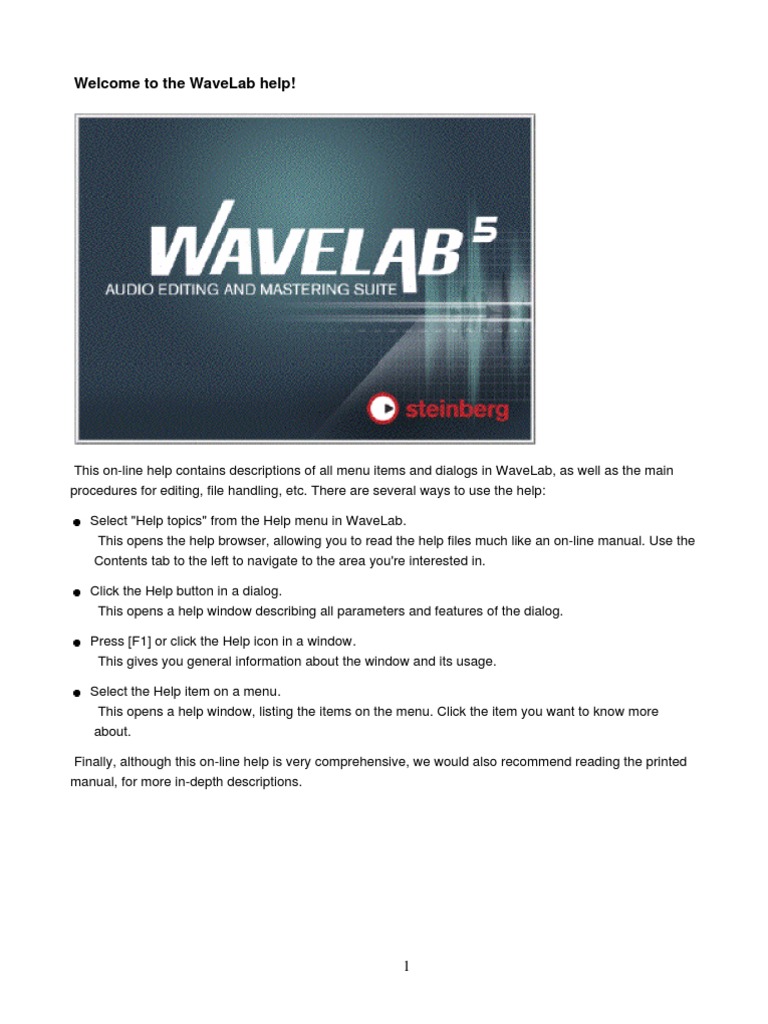 Wavelab 5.0 Manual | PDF | Menu (Computing) | Icon (Computing)