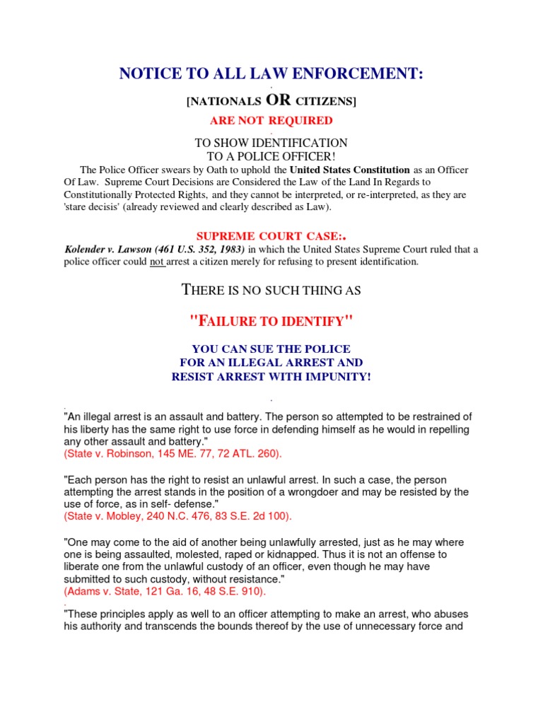 Notice To All Law Enforcement | PDF | United States Constitution | Lawsuit