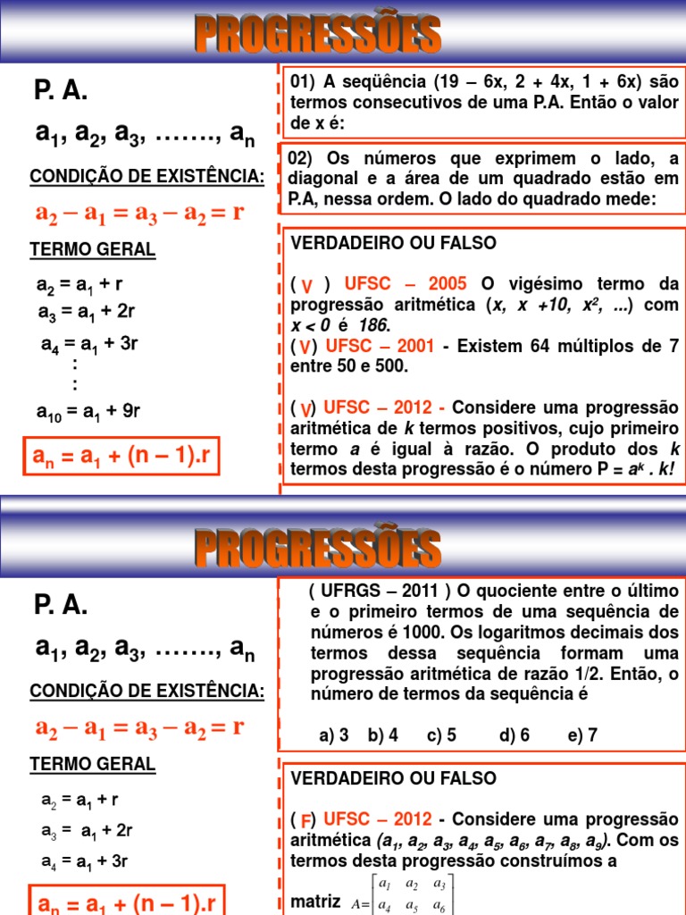 Progressao Aritmetica | PDF | Sequência | Triângulo