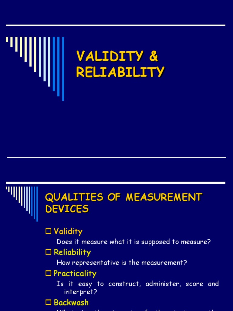 Validity & Reliability | PDF | Validity (Statistics) | Educational Assessment