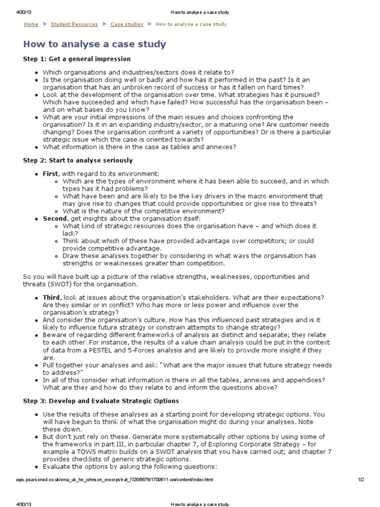 How To Analyse A Case Study | PDF | Strategic Management | Swot Analysis