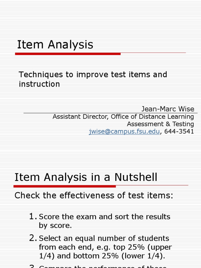 Item Analysis | PDF | Test (Assessment) | Educational Psychology