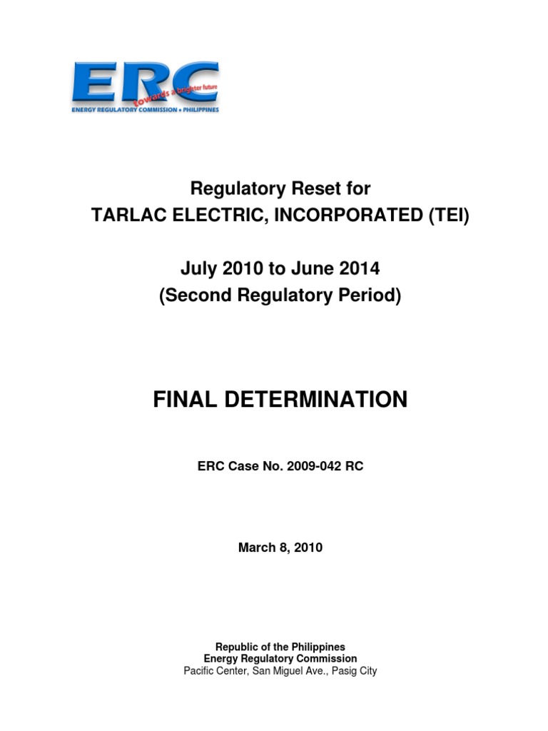 ERC Code Agreement Energy Regulatory Commission | Consumer Price Index ...