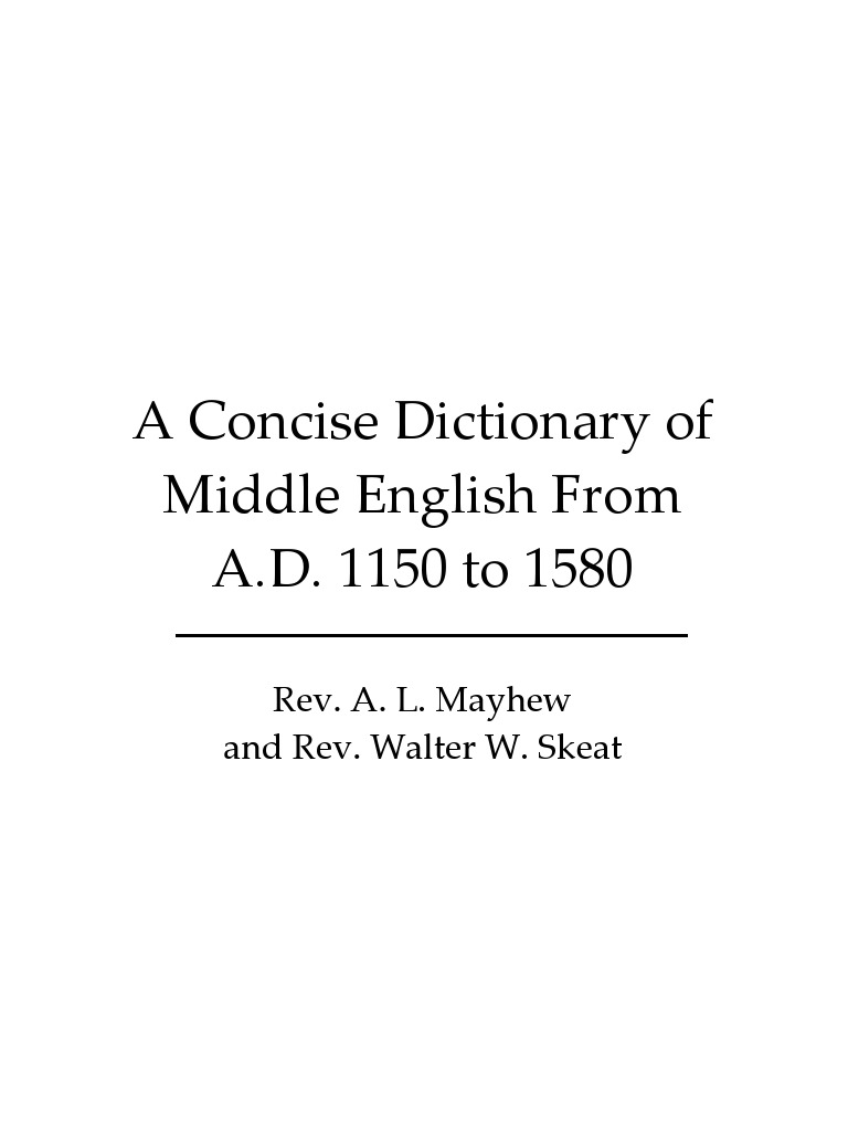 A Concise Dictionary of Middle English | PDF | Linguistics | Languages