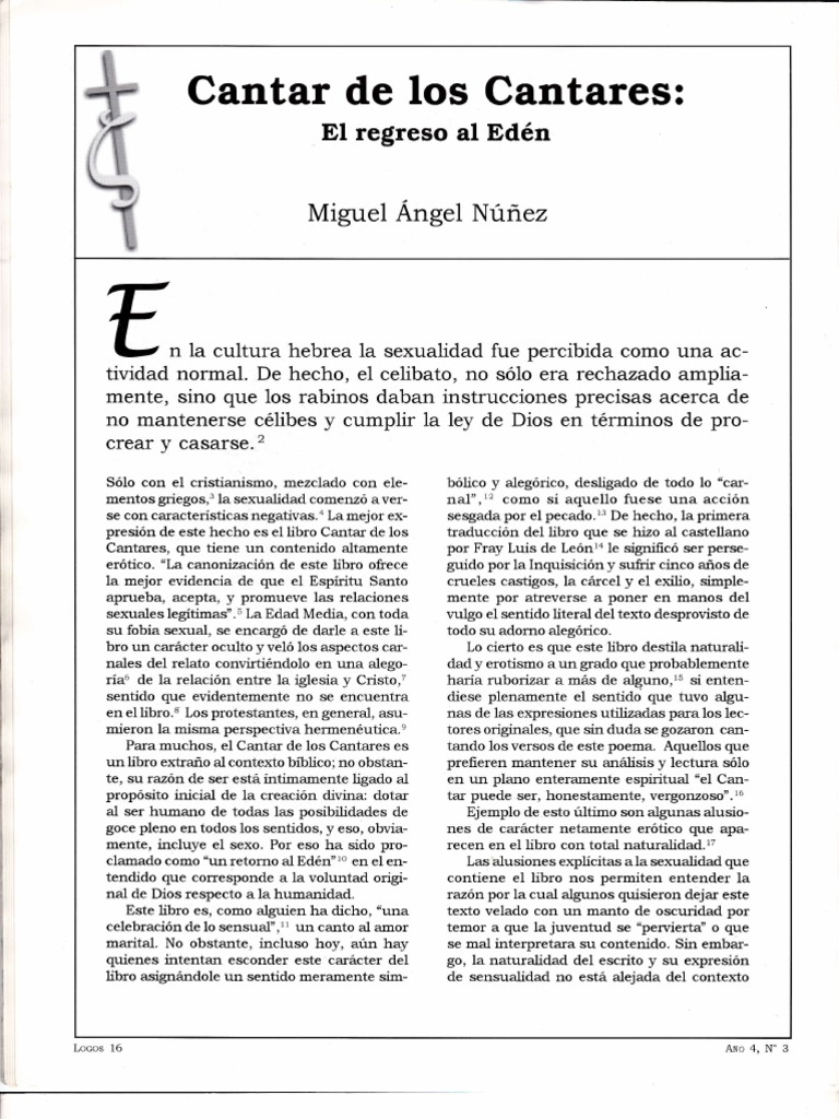 Cantar de Los Cantares. El Regreso Al Edén | PDF | Erotismo | Dios