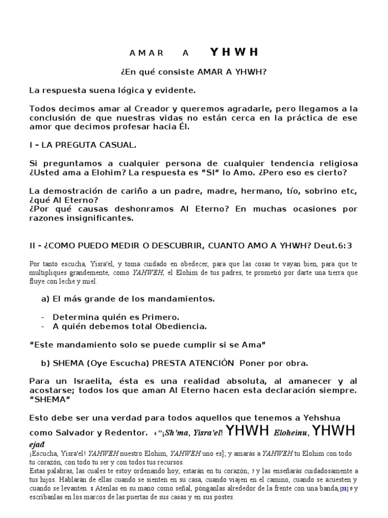 Yhwh Yhwh: Sh'ma, Yisra'el! Eloheinu, Ejad | PDF | Tetragrammaton ...