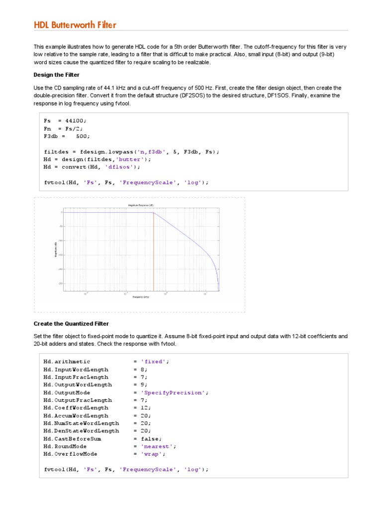 HDL Butterworth Filter - MATLAB & Simulink Example - MathWorks India ...