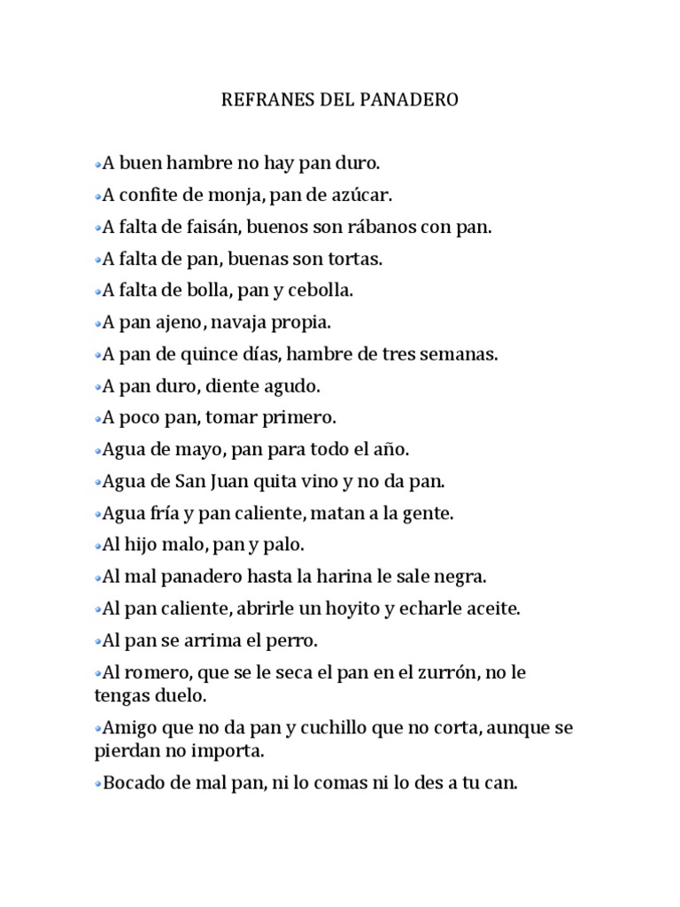 Refranes Del Panadero | Panes | Vino