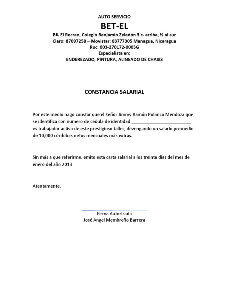 Constancia Salarial | PDF