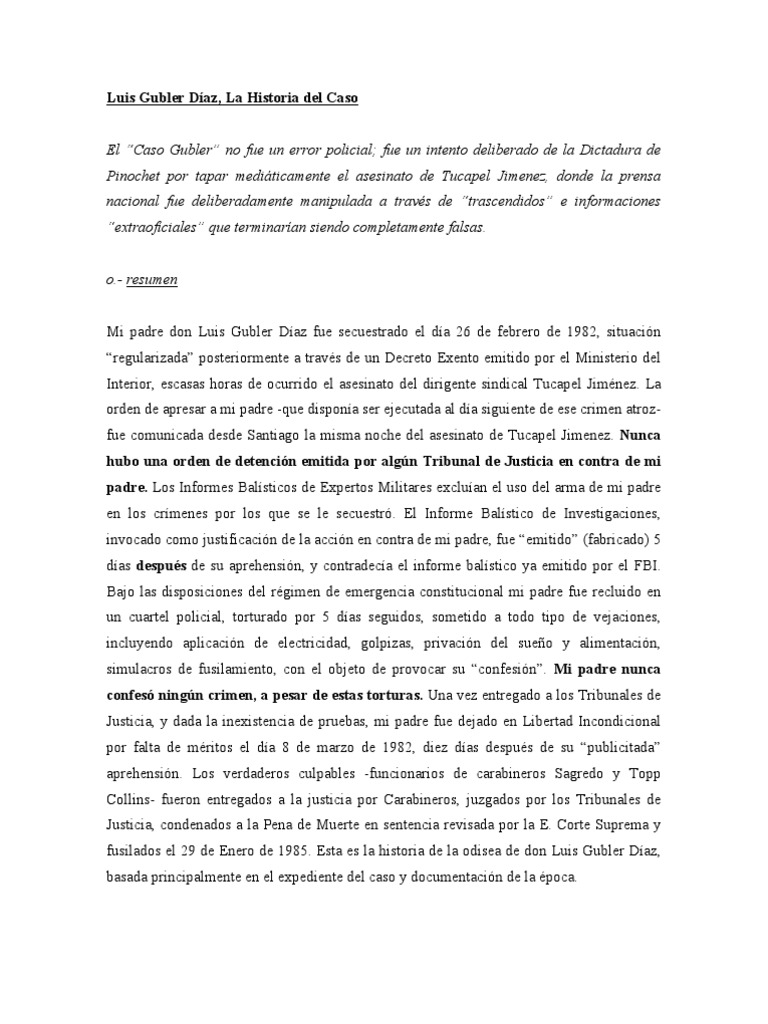 Luis Gubler Díaz, La Historia Del Caso | PDF | Policía | Crimen y violencia