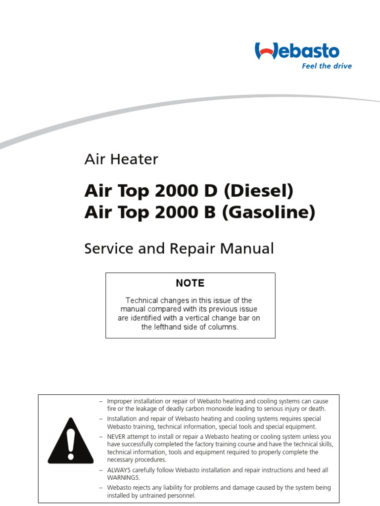 Webasto Air Top 2000 B Service and Repair Manual | PDF | Hvac | Combustion