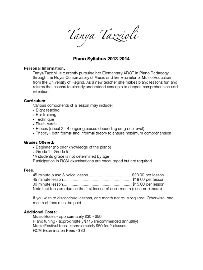 RCM Piano Syllabus Overview 2013-2014 | PDF | Language Arts & Discipline