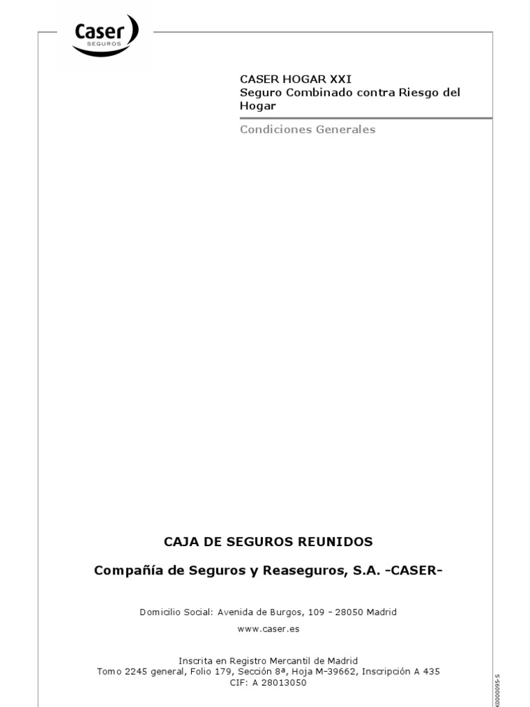 Seguros Caser - Hogar | PDF | Seguro | Póliza de seguros