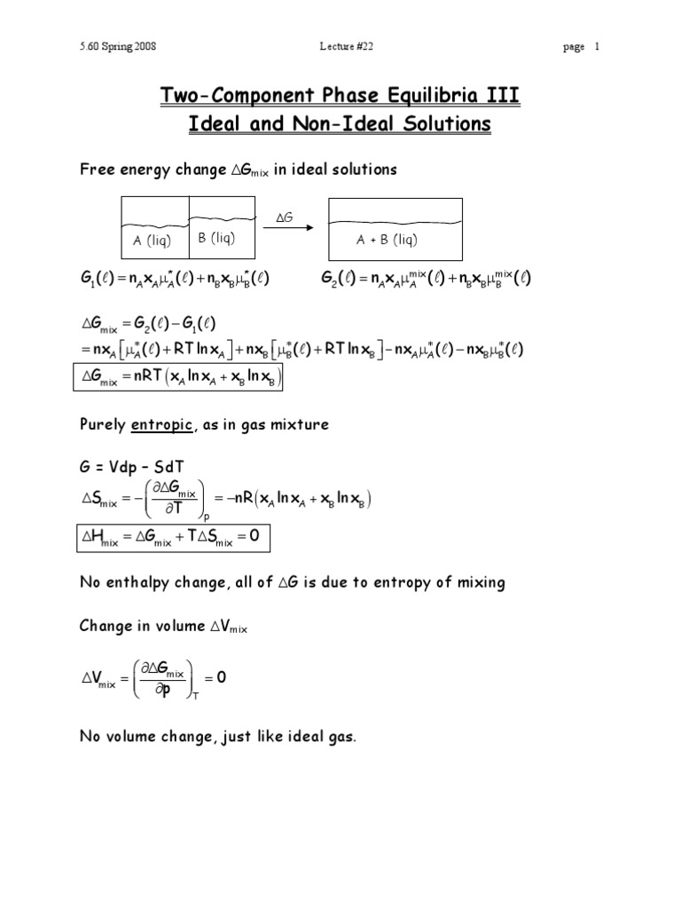 Understanding Phase Equilibria in Ideal and Non-Ideal Solutions Through ...