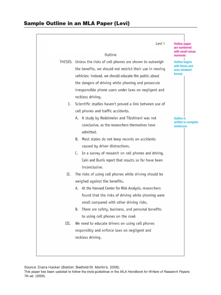 MLA Outline Format Guidelines | PDF | Language Arts & Discipline