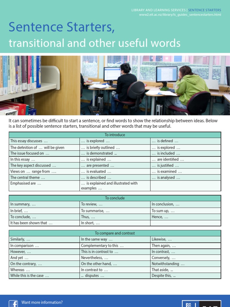 Sentence Starters | PDF | Essays | Communication