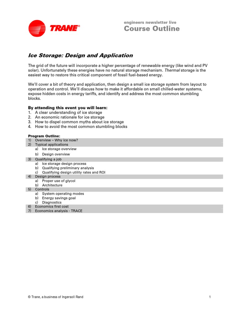 Trane ENL Ice Storage Design | PDF | Kilowatt Hour | Energy Storage