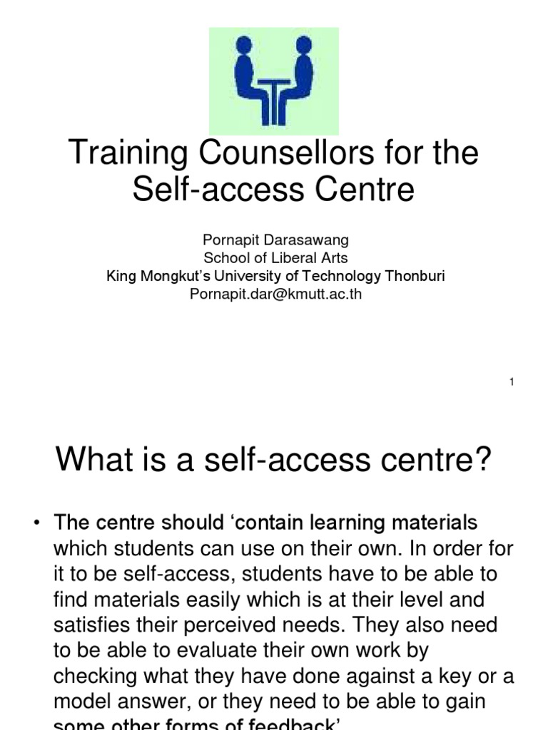 Training Counsellors For The Self-Access Centre | Download Free PDF | Learning Styles | Learning